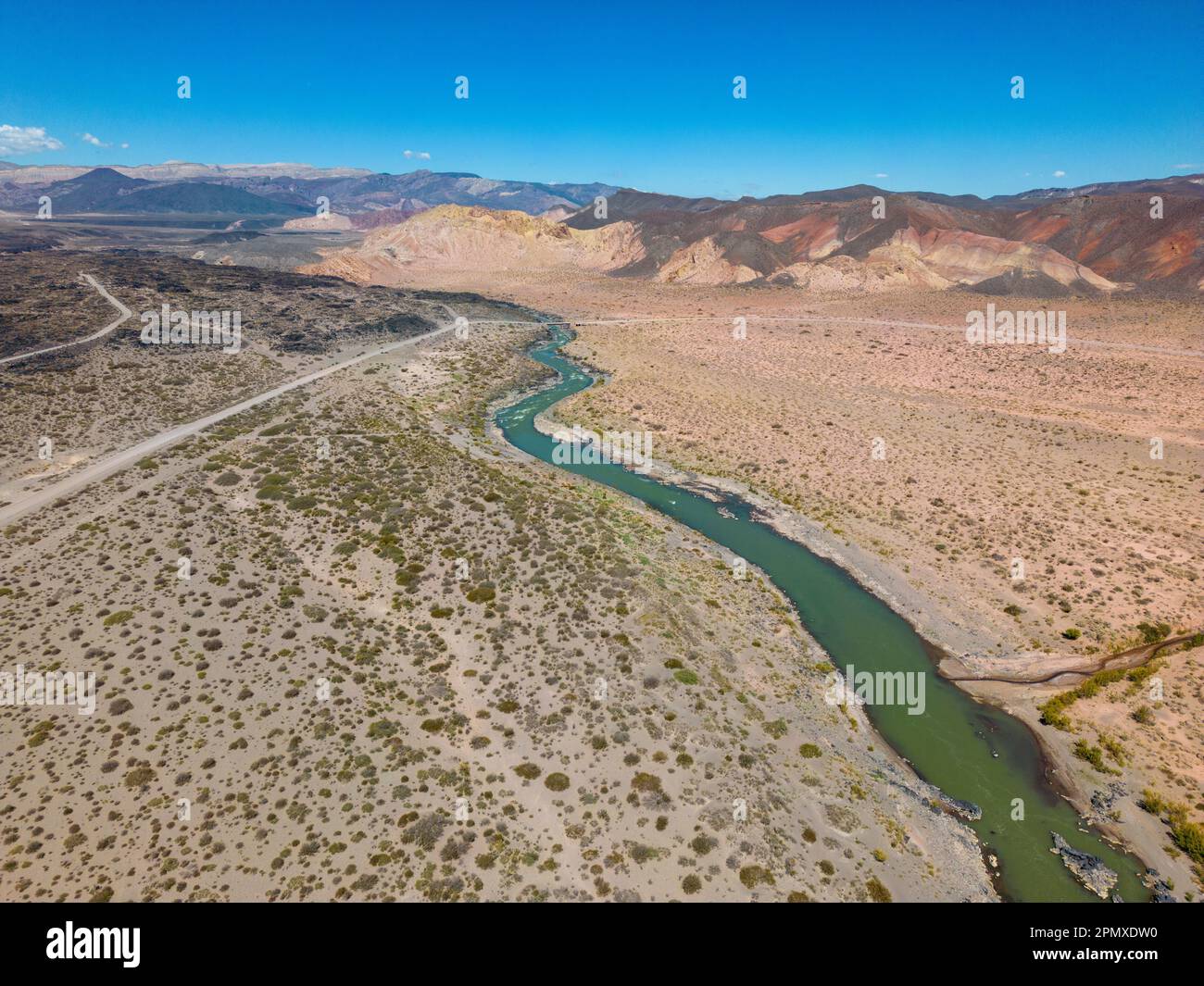 Aerial view of the remote and scenic nature with branches of the river ...