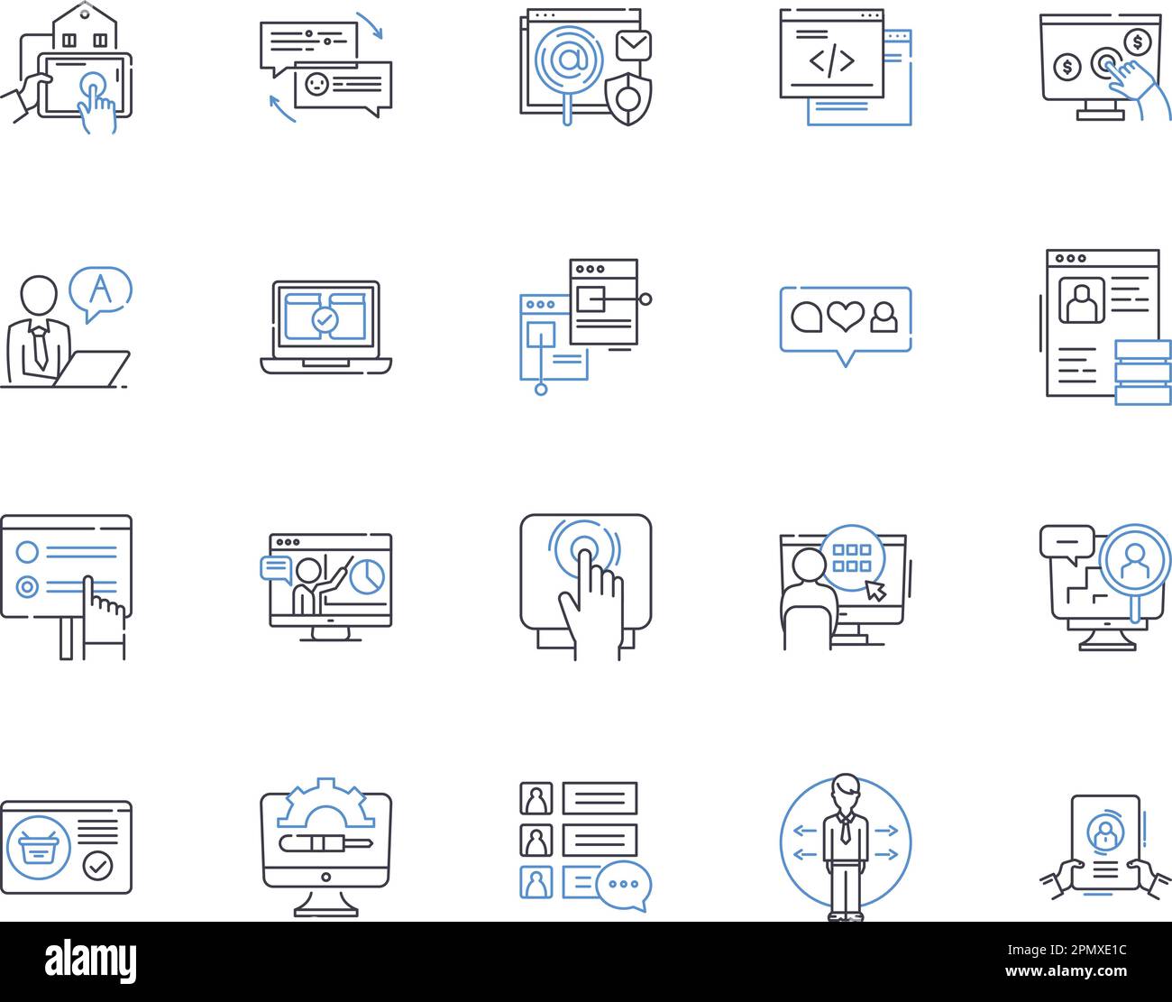 Management And Content Outline Icons Collection Management Content Strategy Planning