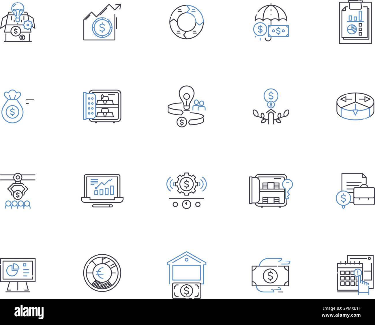 Finance outline icons collection. Money, Financing, Investment, Banking ...