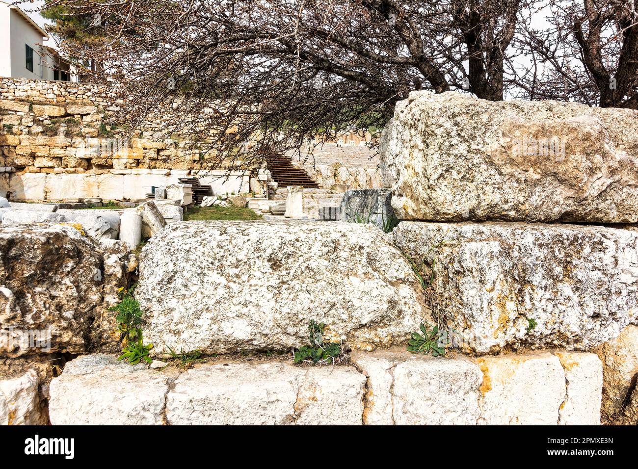 Ruins in the archaeological site of Eleusis in Attica Greece. Eleusina ...