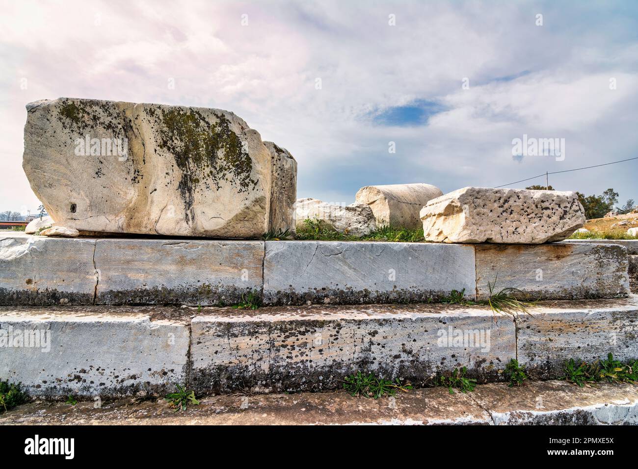 Ruins in the archaeological site of Eleusis in Attica Greece. Eleusina ...