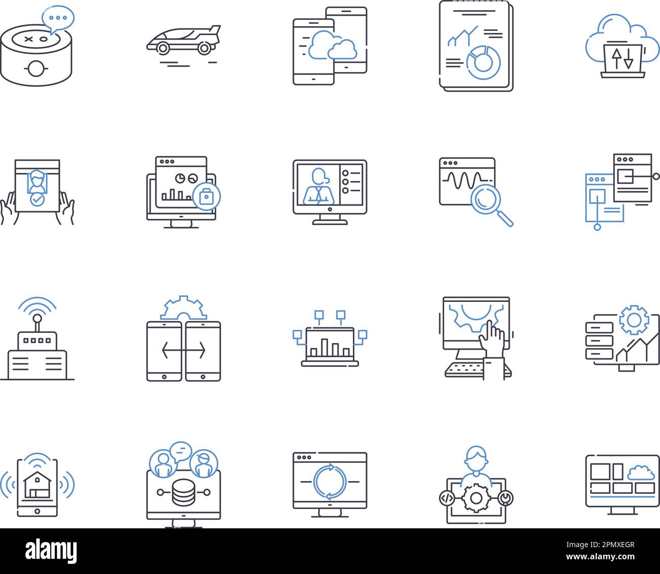 Information Technology Outline Icons Collection It Computing