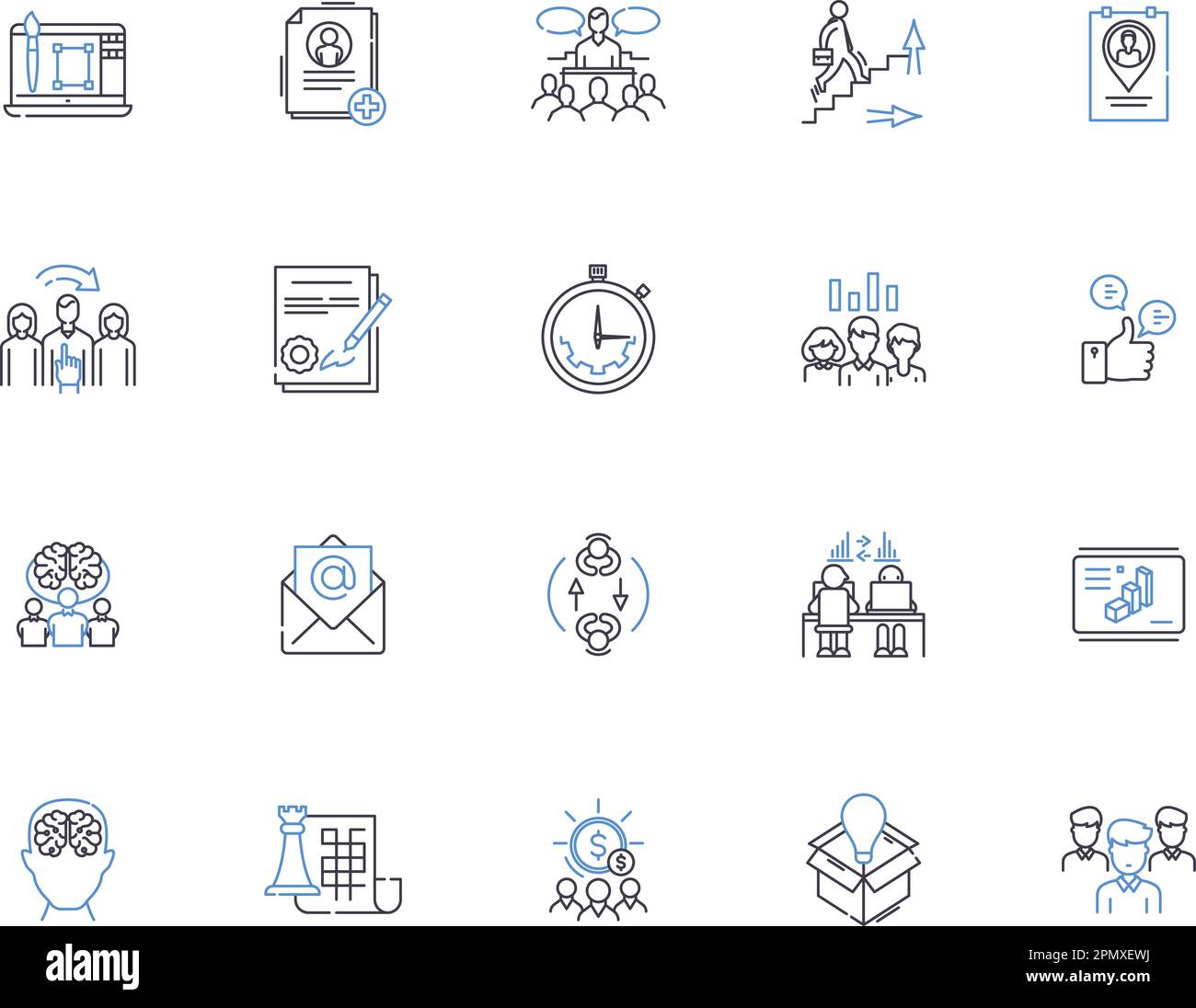 Management concept outline icons collection. Management, Concept ...