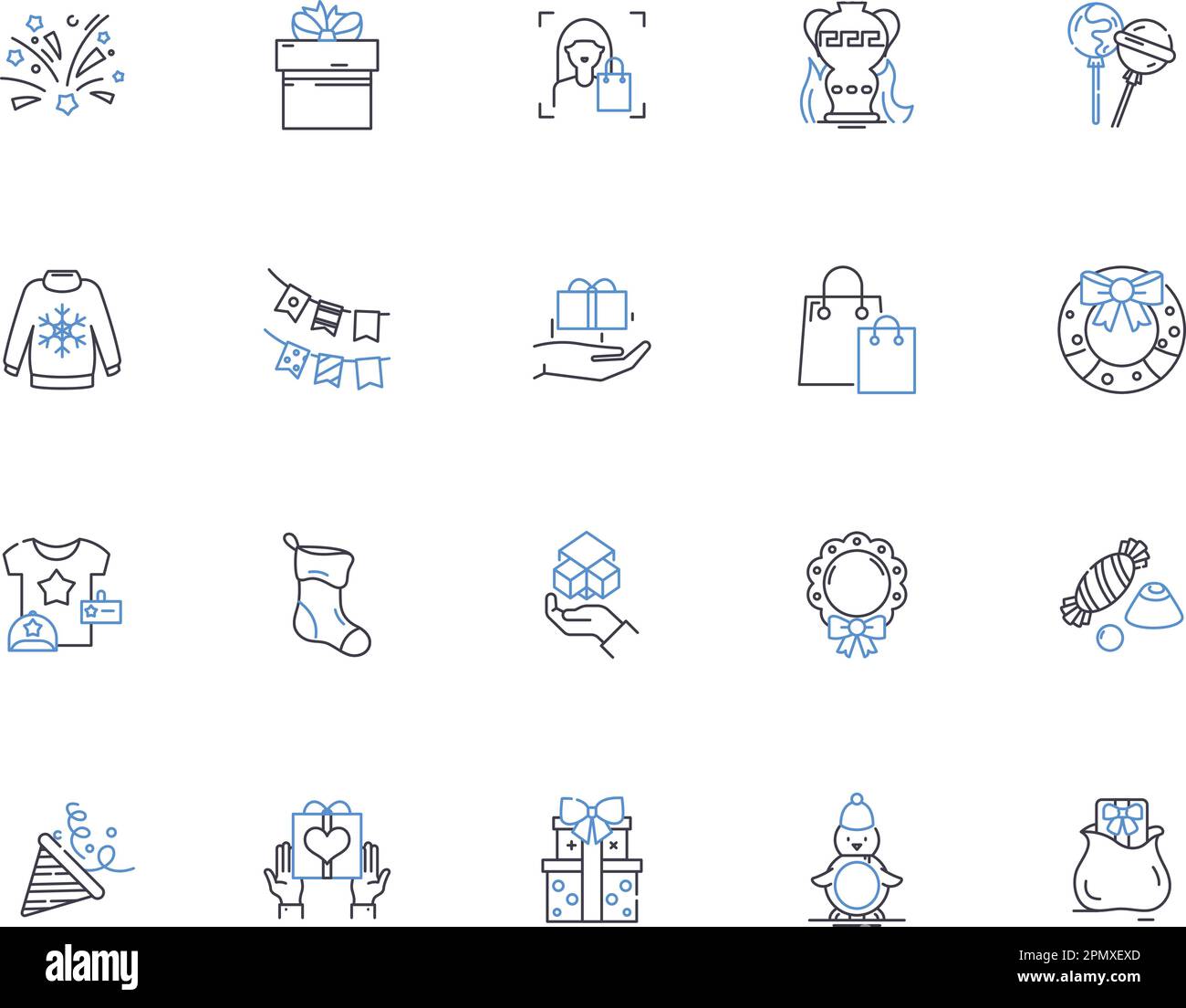 Gifts outline icons collection. Present, Birthday, Souvenir, Keepsake ...