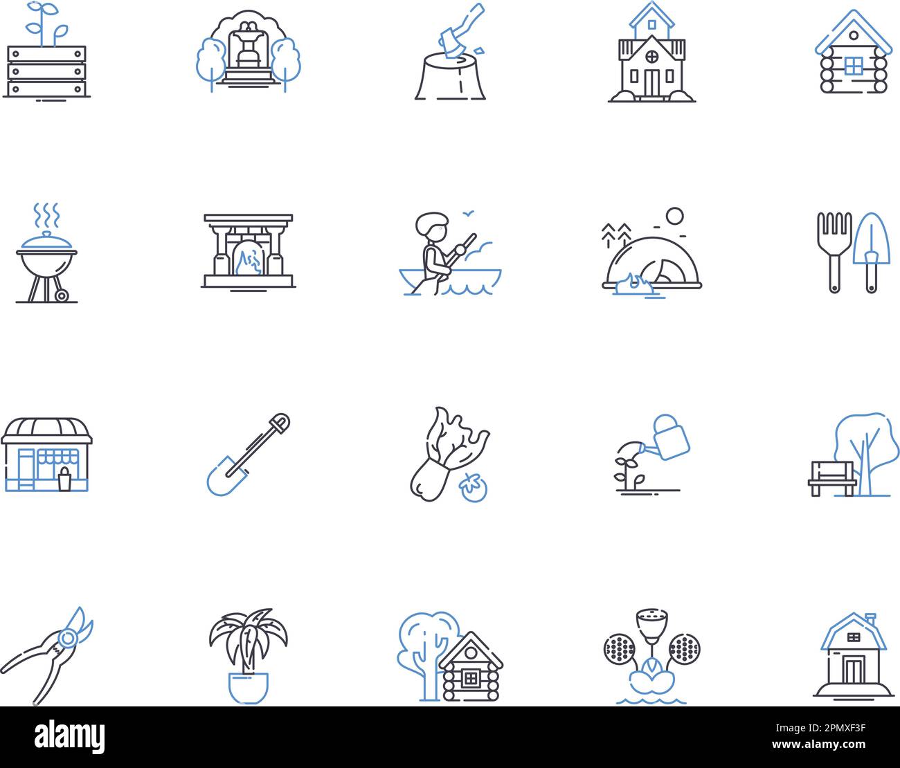 Village outline icons collection. Village, settlement, hamlet, township ...