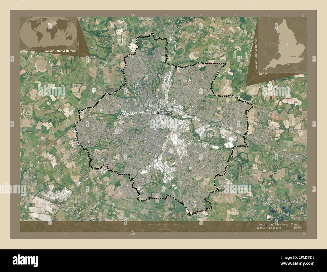 Derby, unitary authority of England - Great Britain. High resolution ...