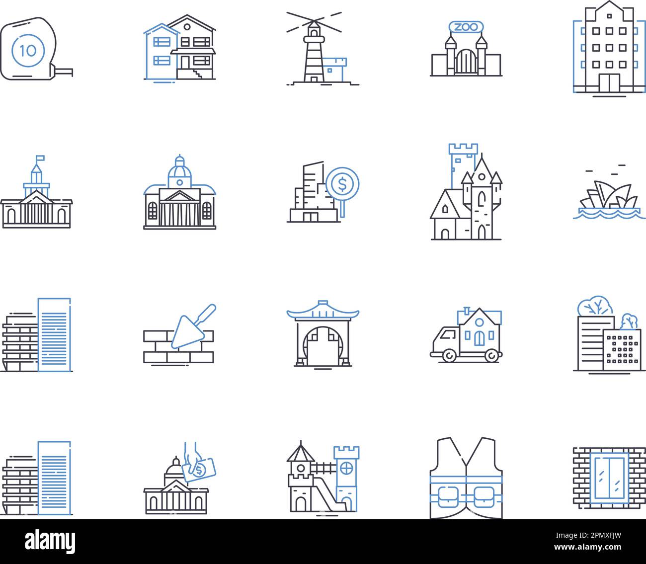 Real Estate Technology Outline Icons Collection Realty Technological Proptech Innovation