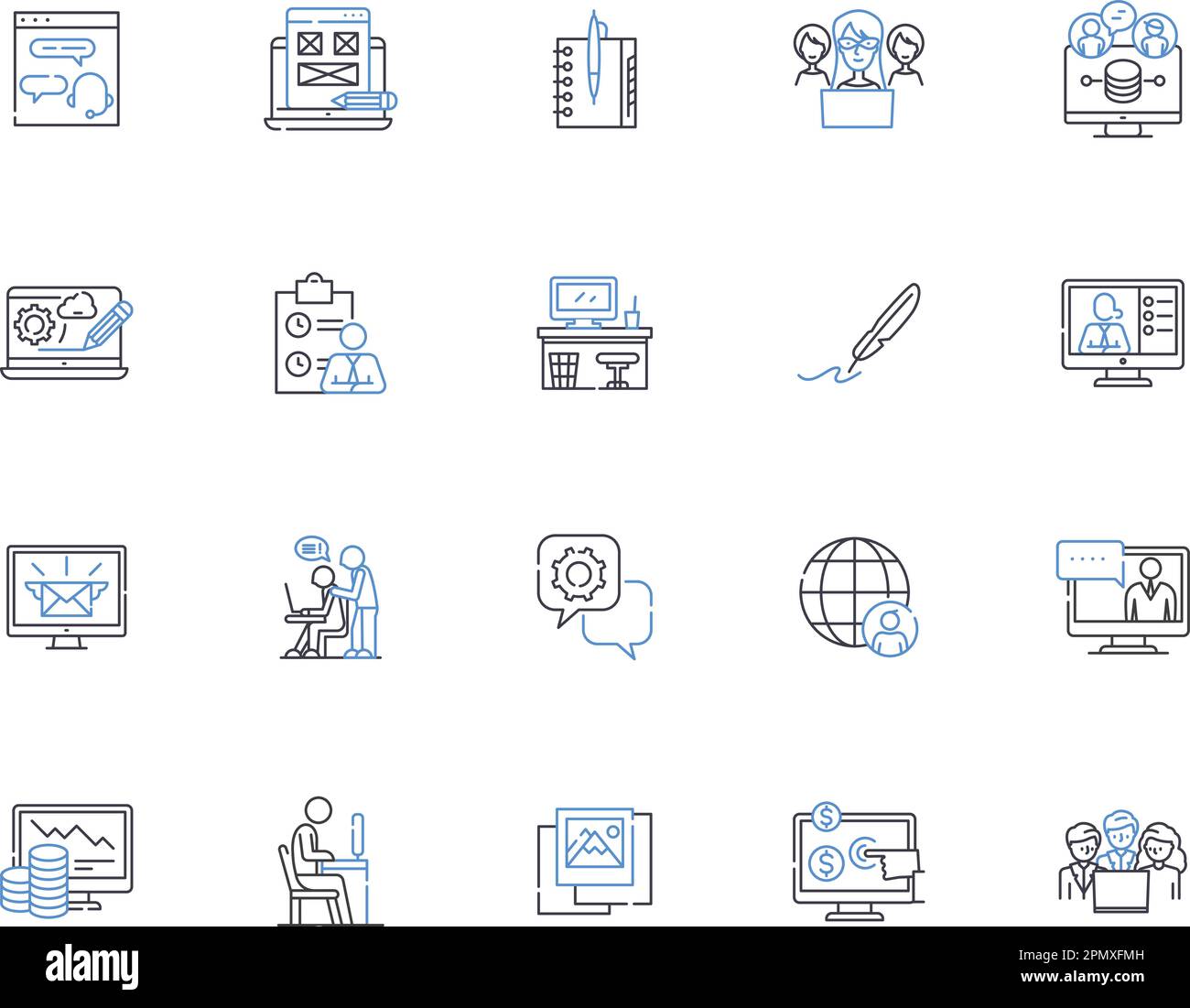 Work from home outline icons collection. Home-based, telecommuting ... Work from home outline icons collection. Home-based, telecommuting ...
