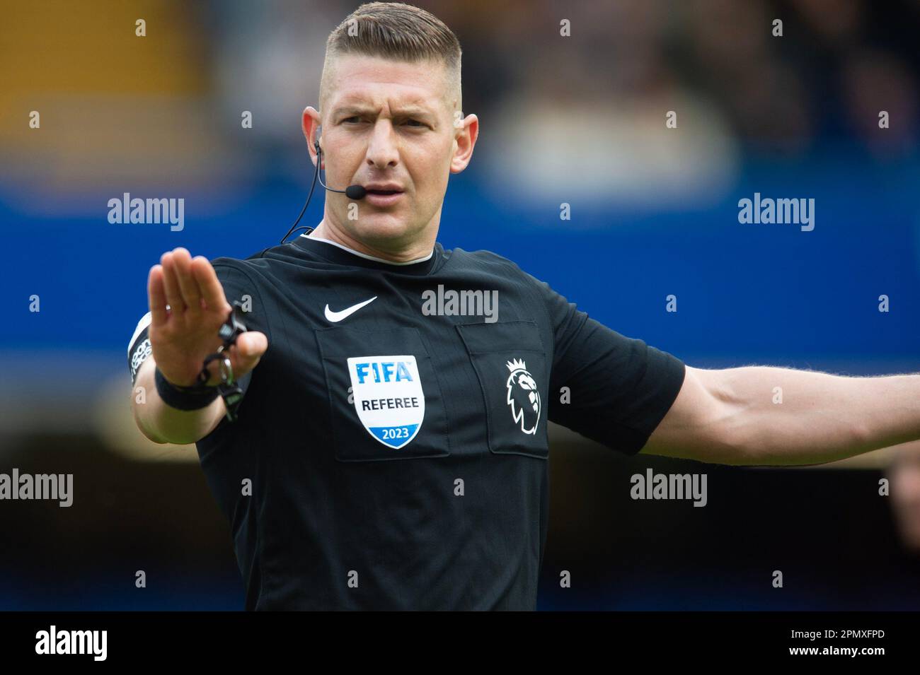 London, UK. 15th Apr, 2023. Match referee Robert Jones during the ...