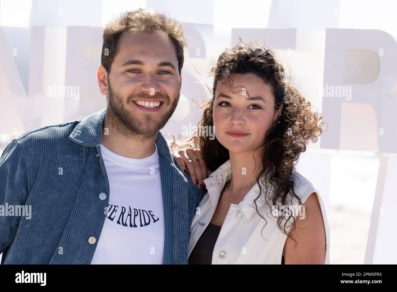 Cannes, France. 15th Apr, 2023. Youcef Agal and Louvia Bachelier attend ...
