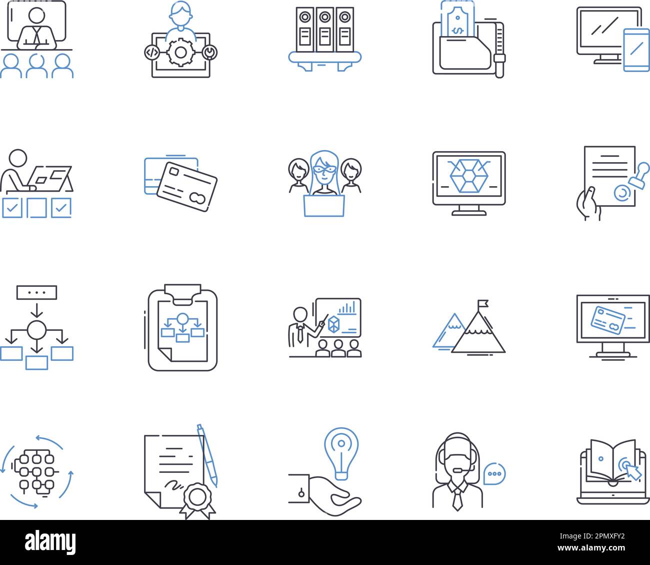 Corporation office outline icons collection. Corporate, Office ...