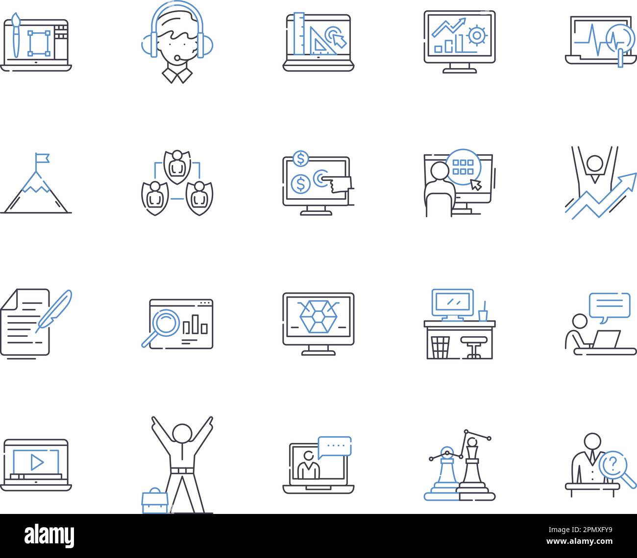 Working business outline icons collection. Operations, Entrepreneur ...