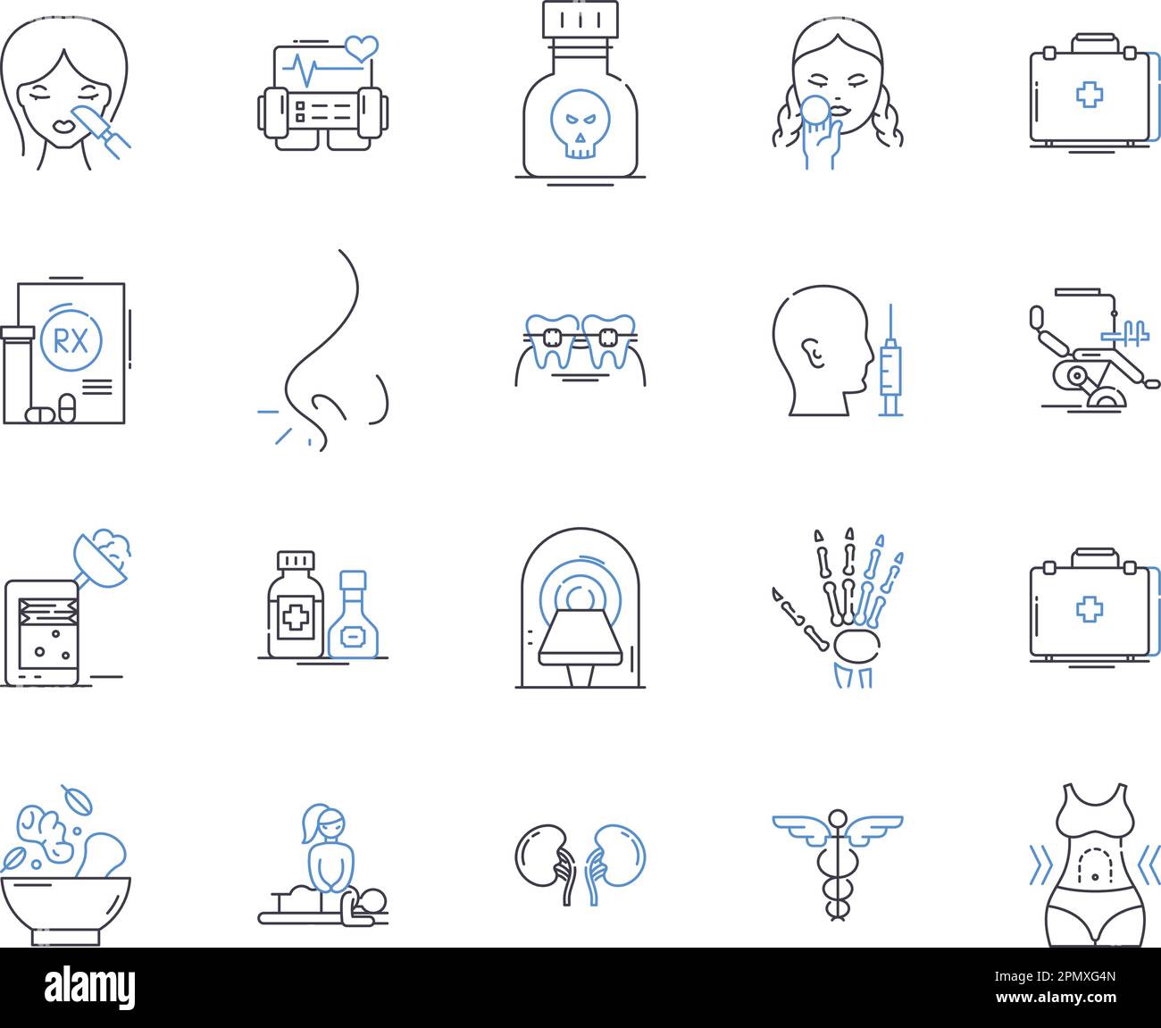 Health and medical services outline icons collection. Medical ...