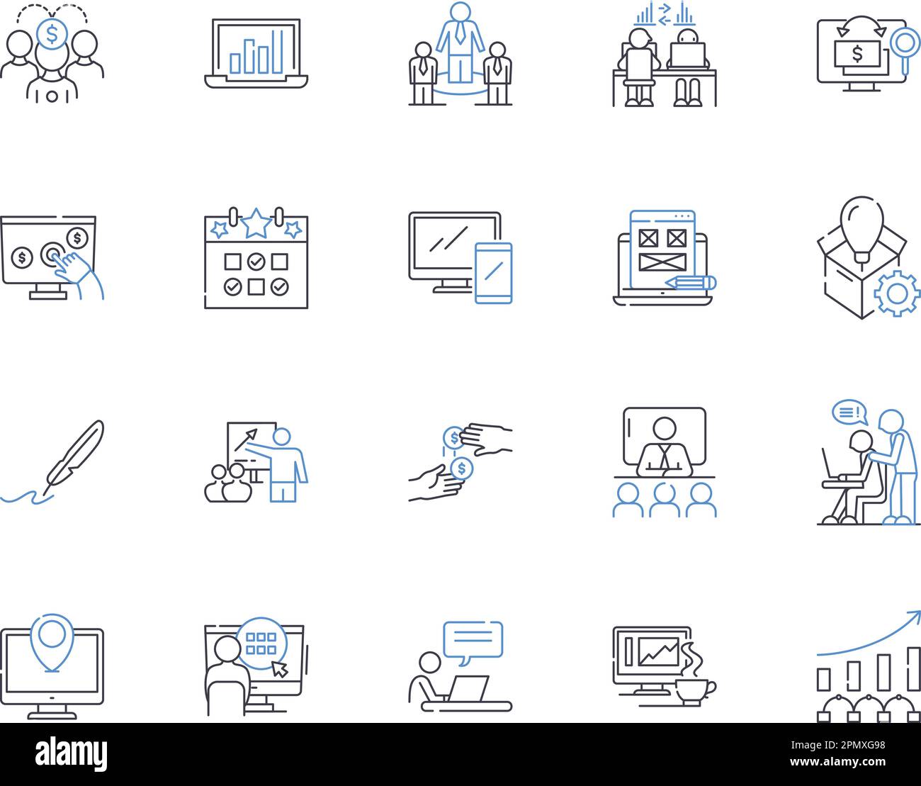 Wirking and career outline icons collection. Work, Career, Job ...