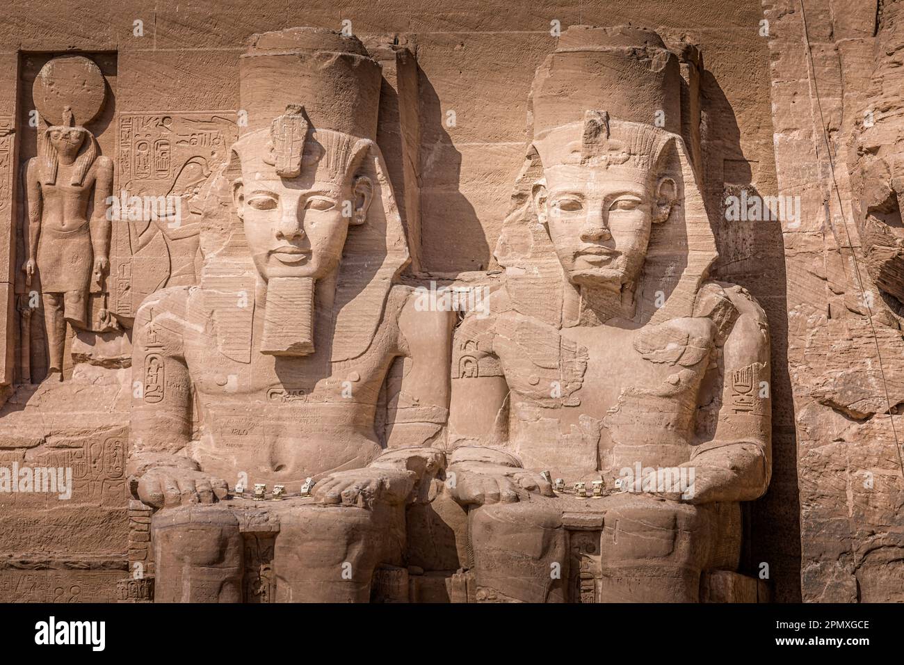 The statues of pharao ramses II in front of the temple of Abu Simbel ...