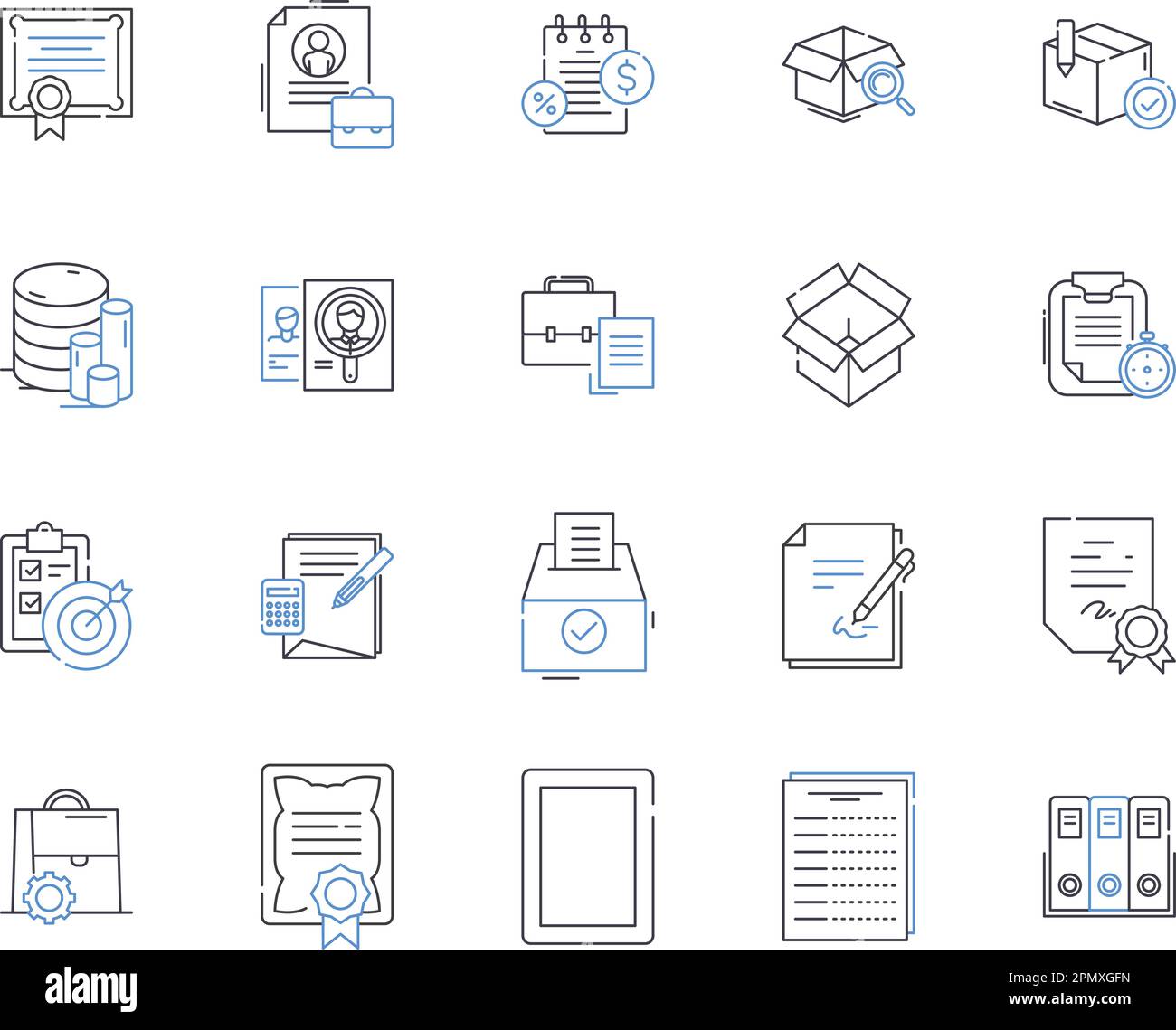 Business files and folders outline icons collection. file, folder ...