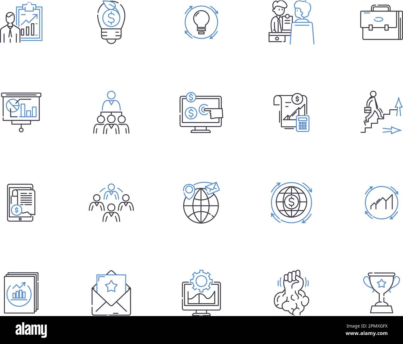 Development outline icons collection. Growth, Progress, Expansion ...