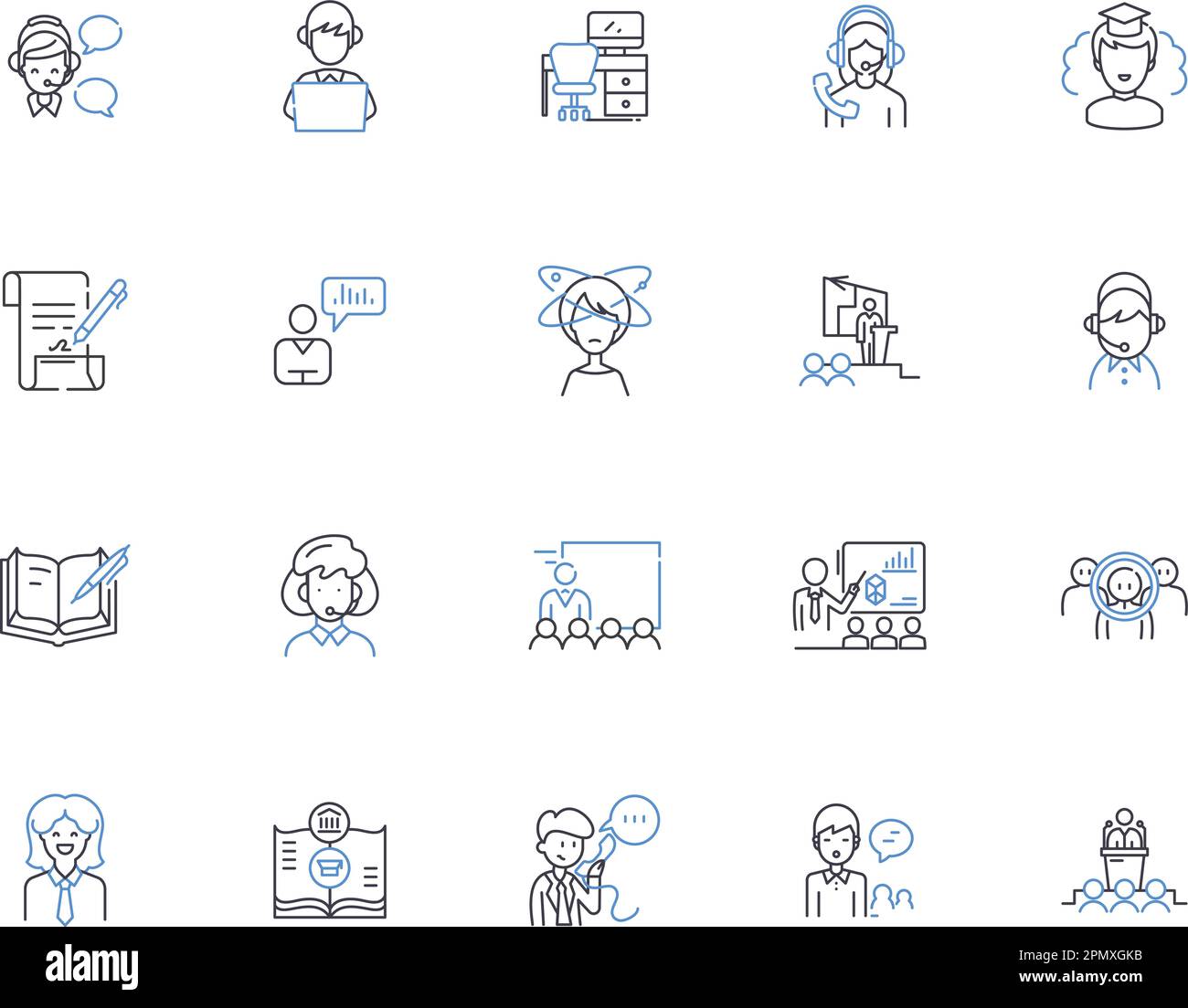 Mentor outline icons collection. mentor, guidance, support, coaching, training, development ...