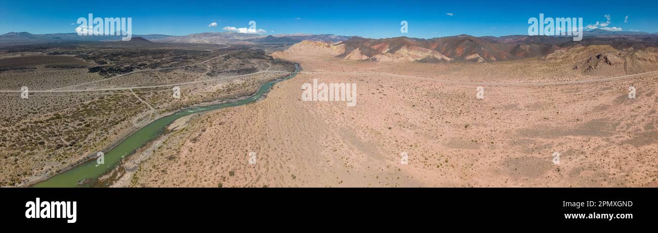 Aerial view of the remote and scenic nature with branches of the river ...