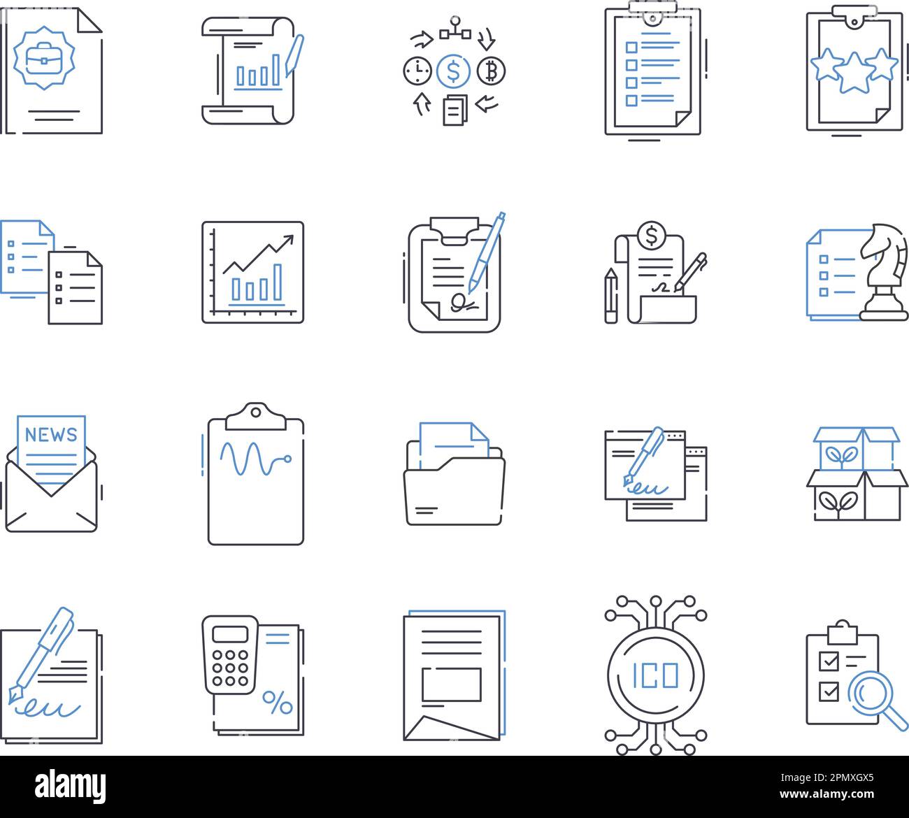 Business files and folders outline icons collection. file, folder ...