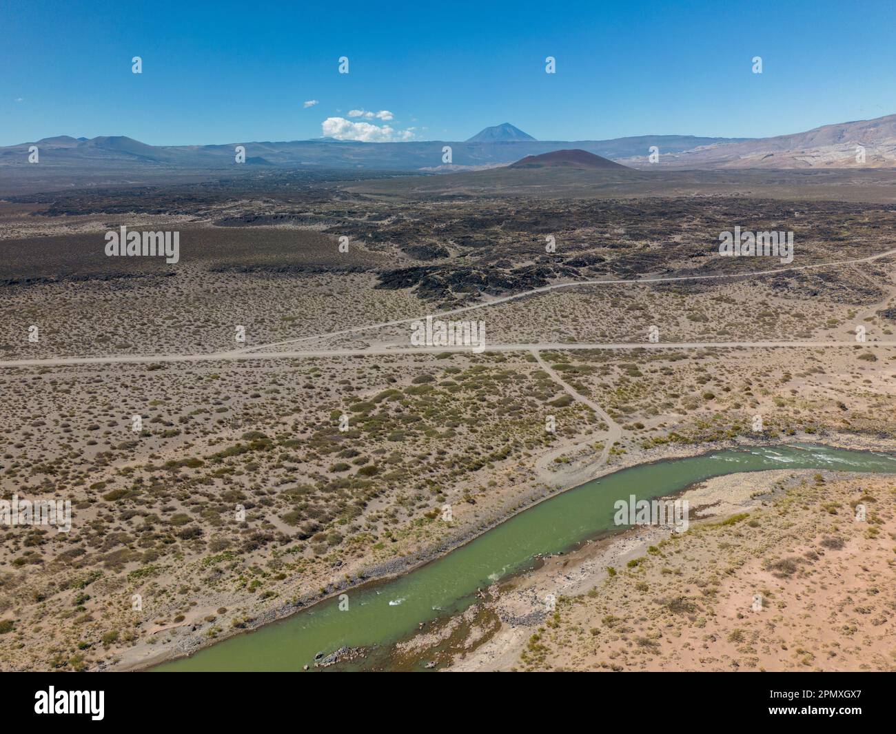 Aerial view of the remote and scenic nature with branches of the river ...