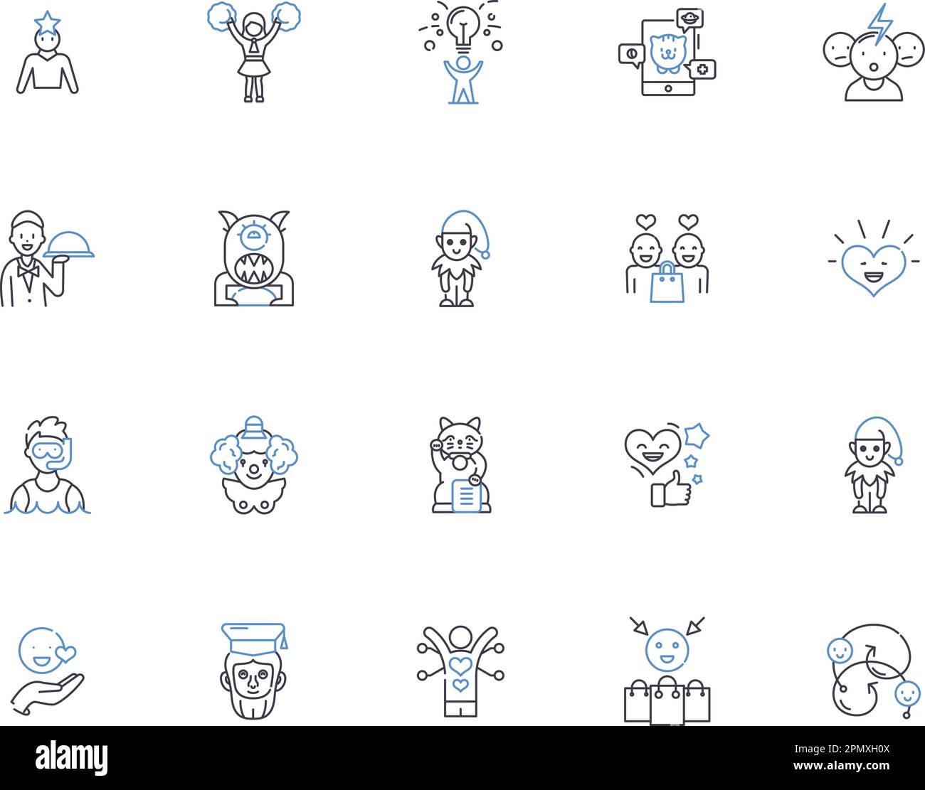 Funny people outline icons collection. Humorous, Comic, Comedian ...