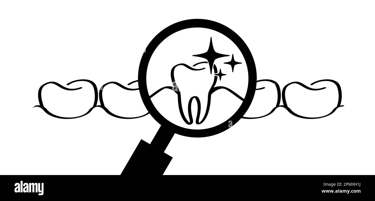 Cartoon tooth with gums and toothbrush, Molar line pattern. Vector ...
