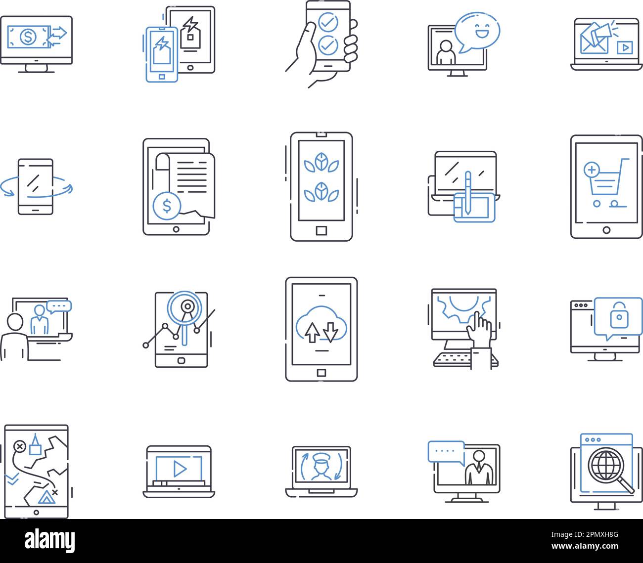 Internet and science outline icons collection. internet, science ...