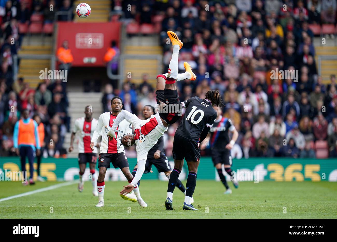 Southampton's Armel Bella-Kotchap goes over the top of Crystal Palace's ...