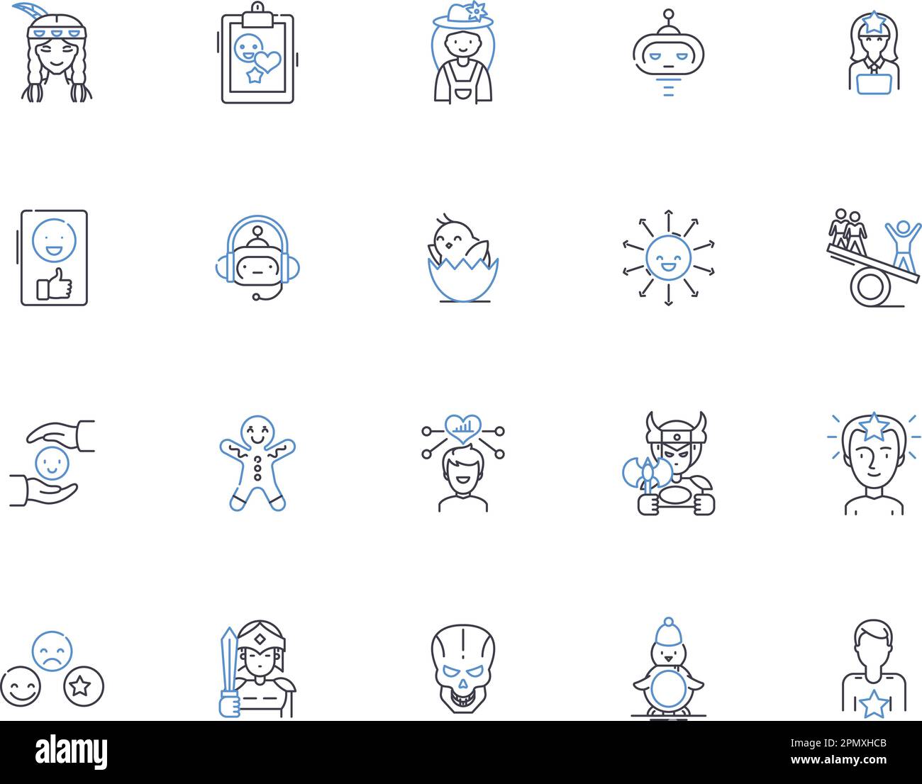 Funny people outline icons collection. Humorous, Comic, Comedian ...