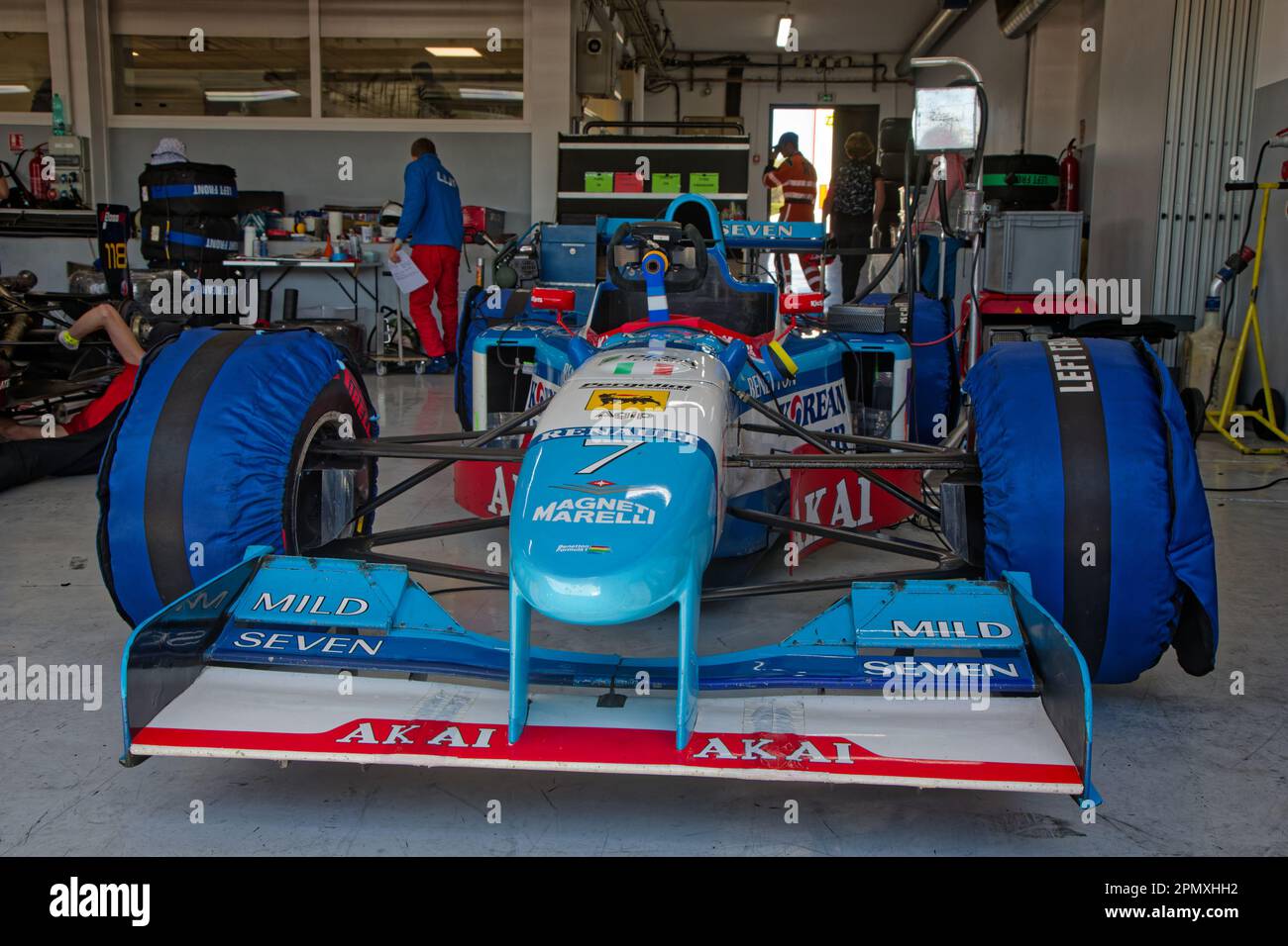 LE CASTELLET, FRANCE, April 8, 2023 : Old F1 car in the garage during ...