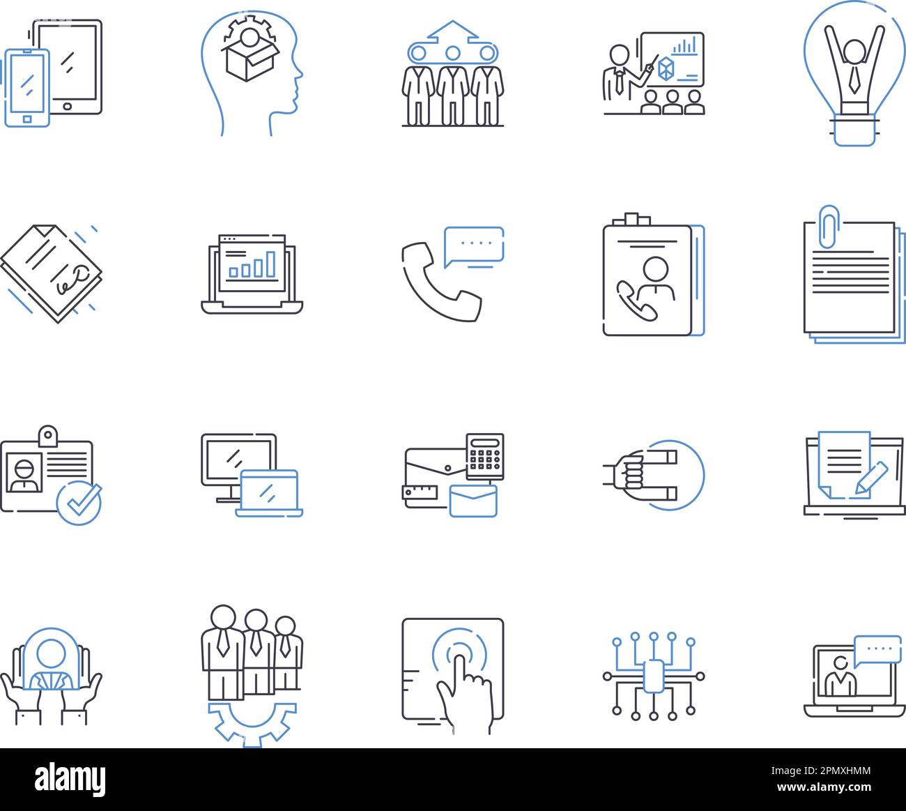 Business connections outline icons collection. Networking, Contacts ...