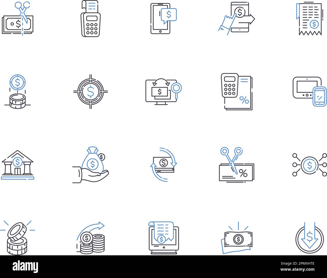 Payment outline icons collection. Fee, Remittance, Tribute, Dues, Spend ...