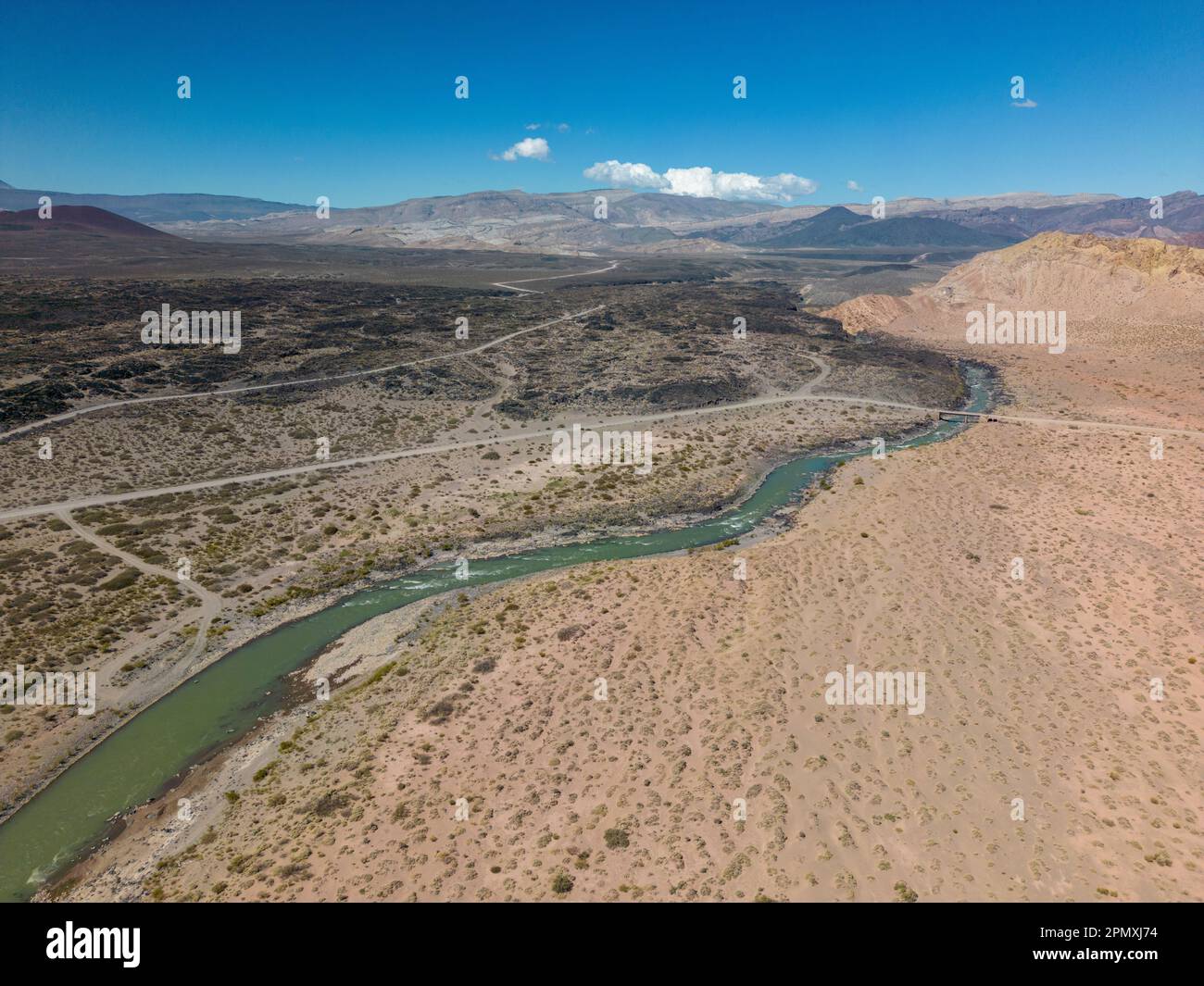 Aerial view of the remote and scenic nature with branches of the river ...