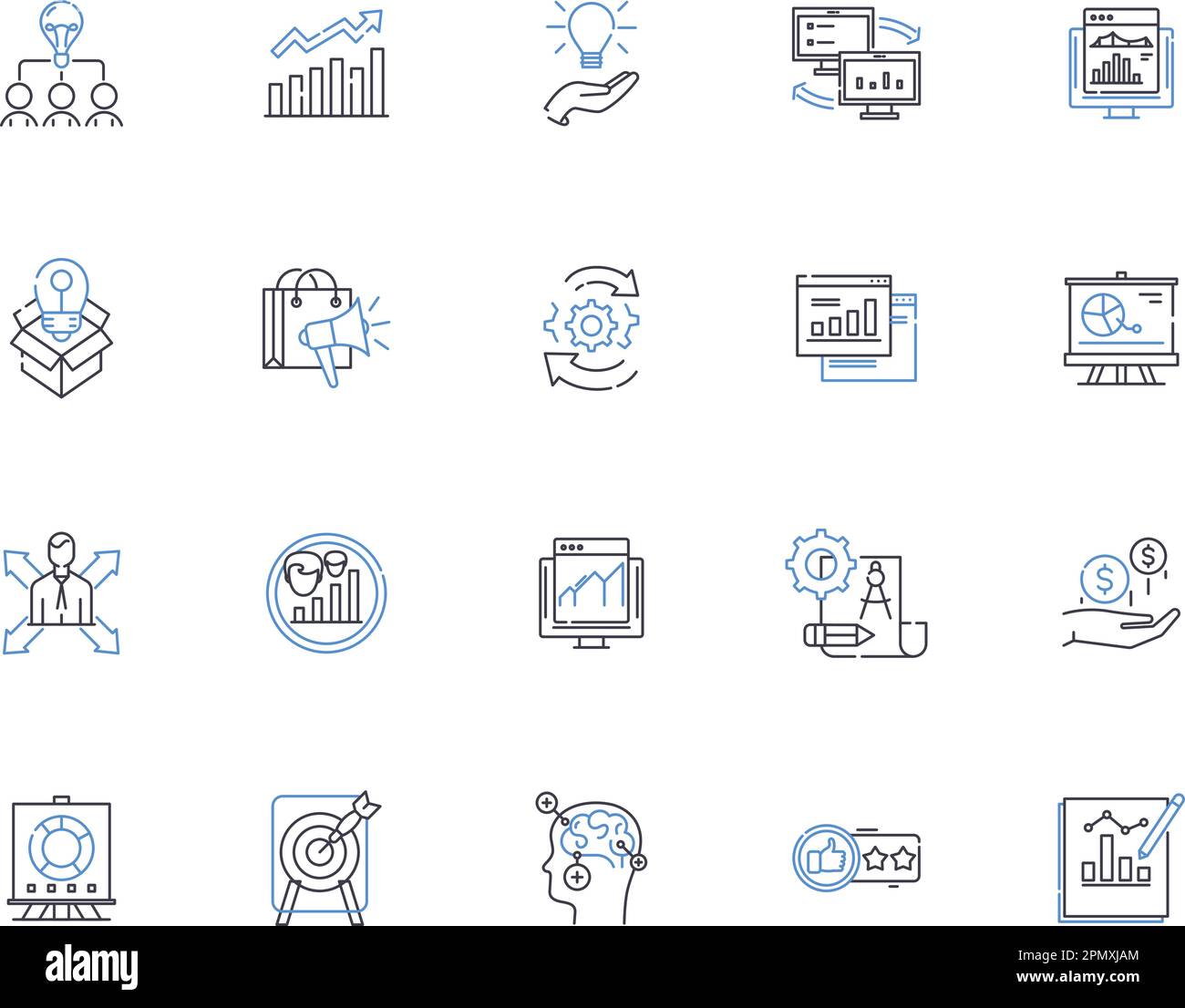 Strategy outline icons collection. Scheme, Plan, Method, Design, Policy ...