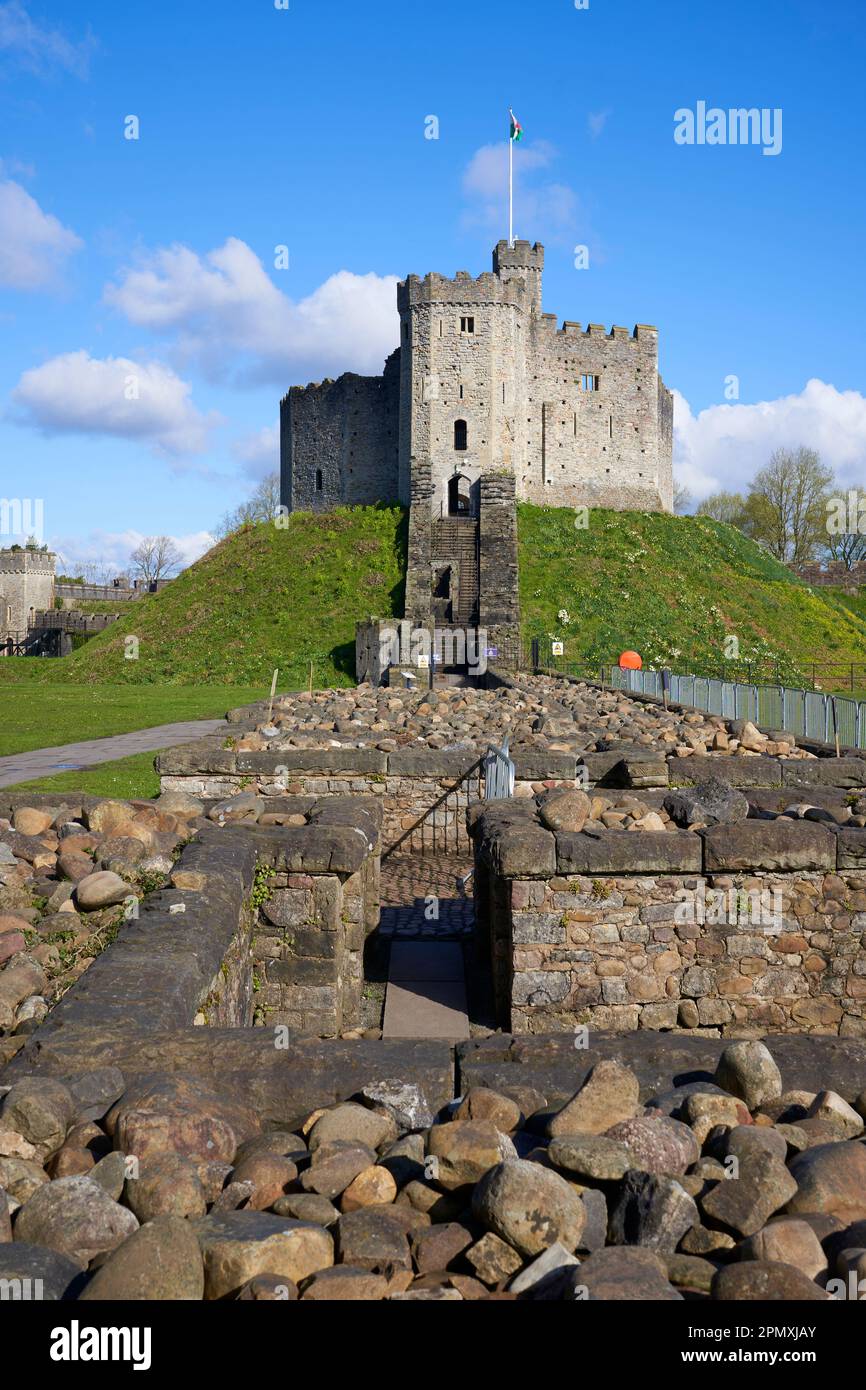 Wales cardiff castle norman keep hi-res stock photography and images ...