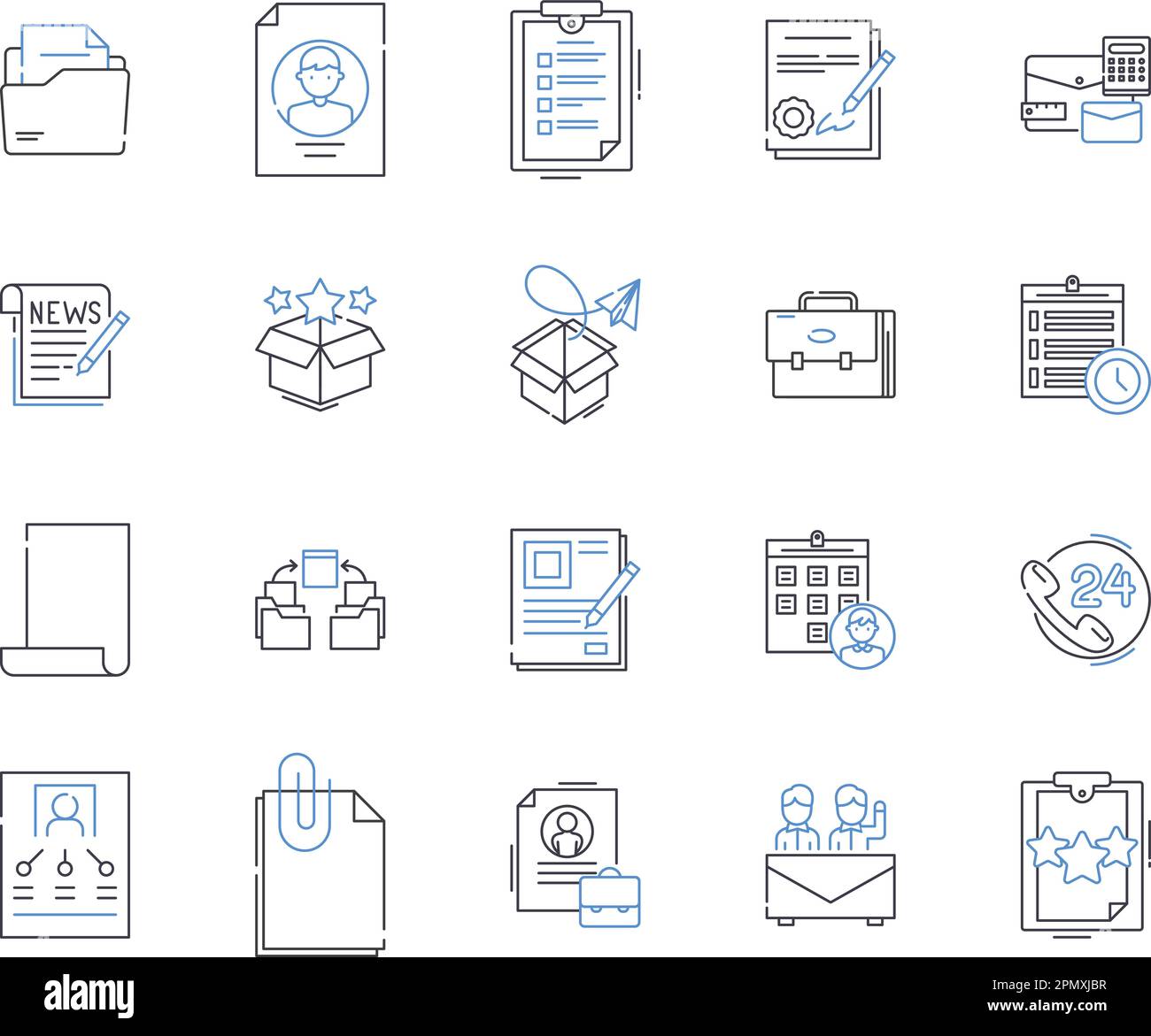 Document Management Outline Icons Collection Document Management System Records Scanning