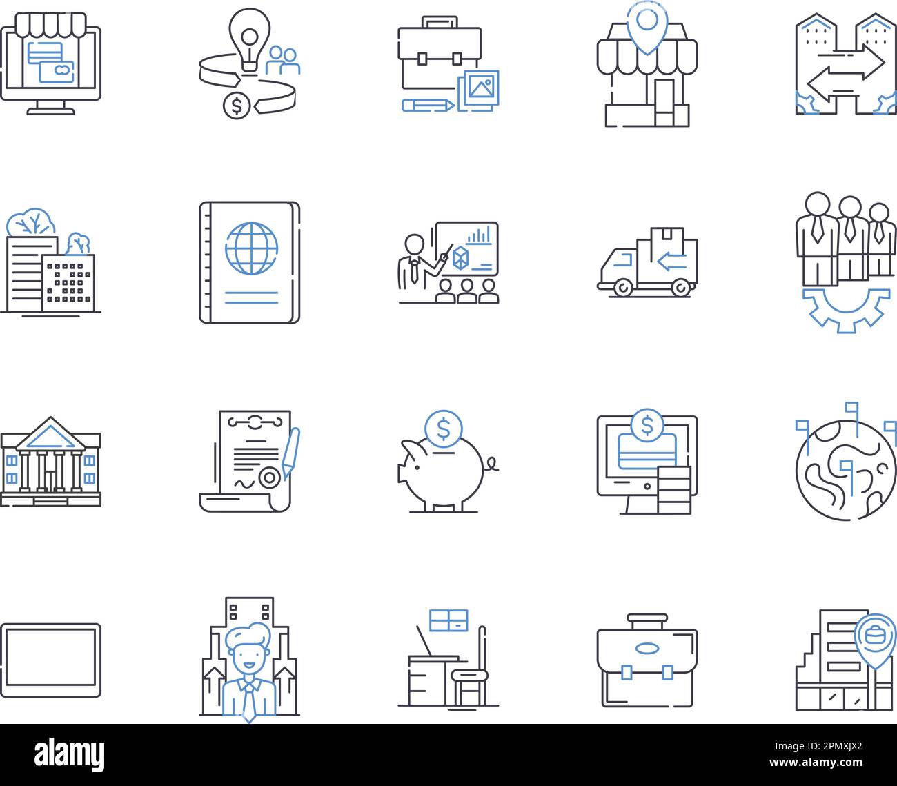 Distribution and warehousing outline icons collection. Distribution ...