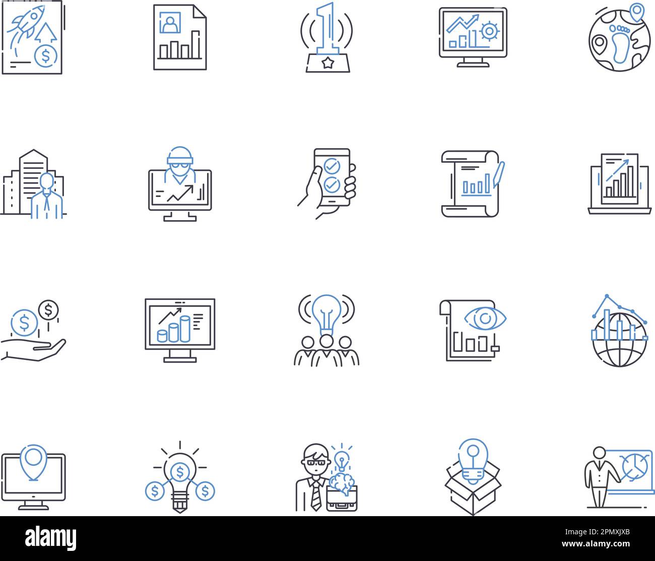 Development outline icons collection. Growth, Progress, Expansion ...