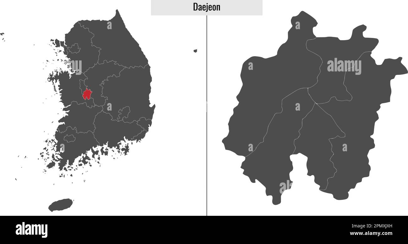 map of Daejeon state of South Korea and location on Korean map Stock ...