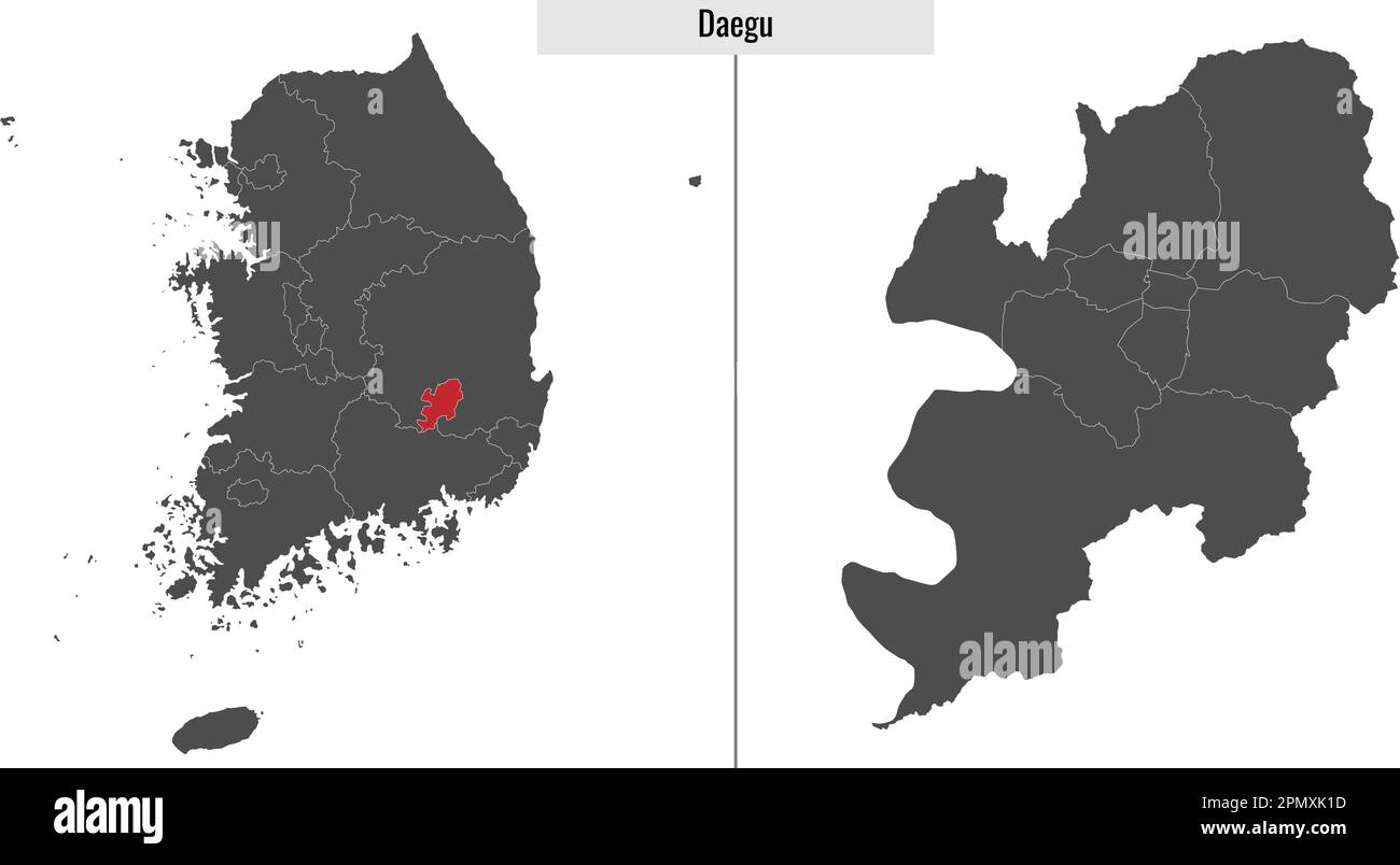 map of Daegu state of South Korea and location on Korean map Stock ...