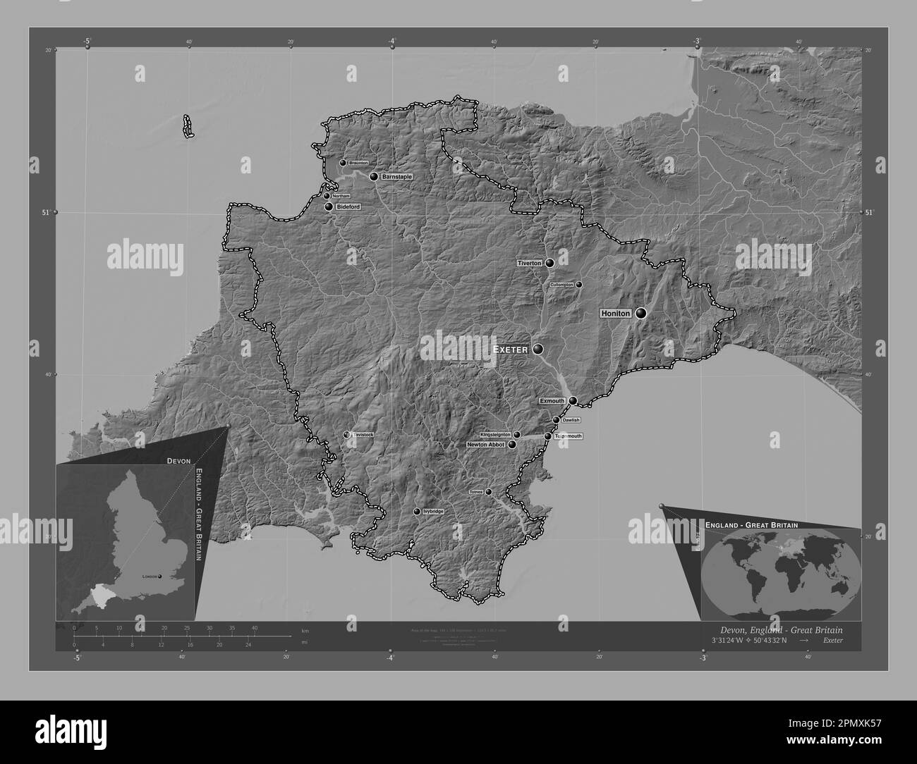 Devon, administrative county of England - Great Britain. Bilevel ...