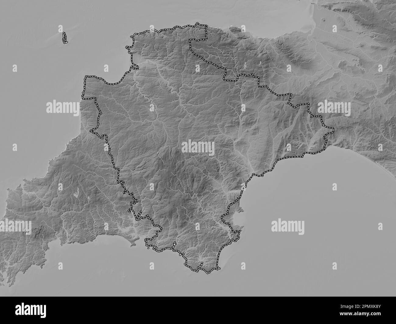 Devon, administrative county of England - Great Britain. Grayscale ...