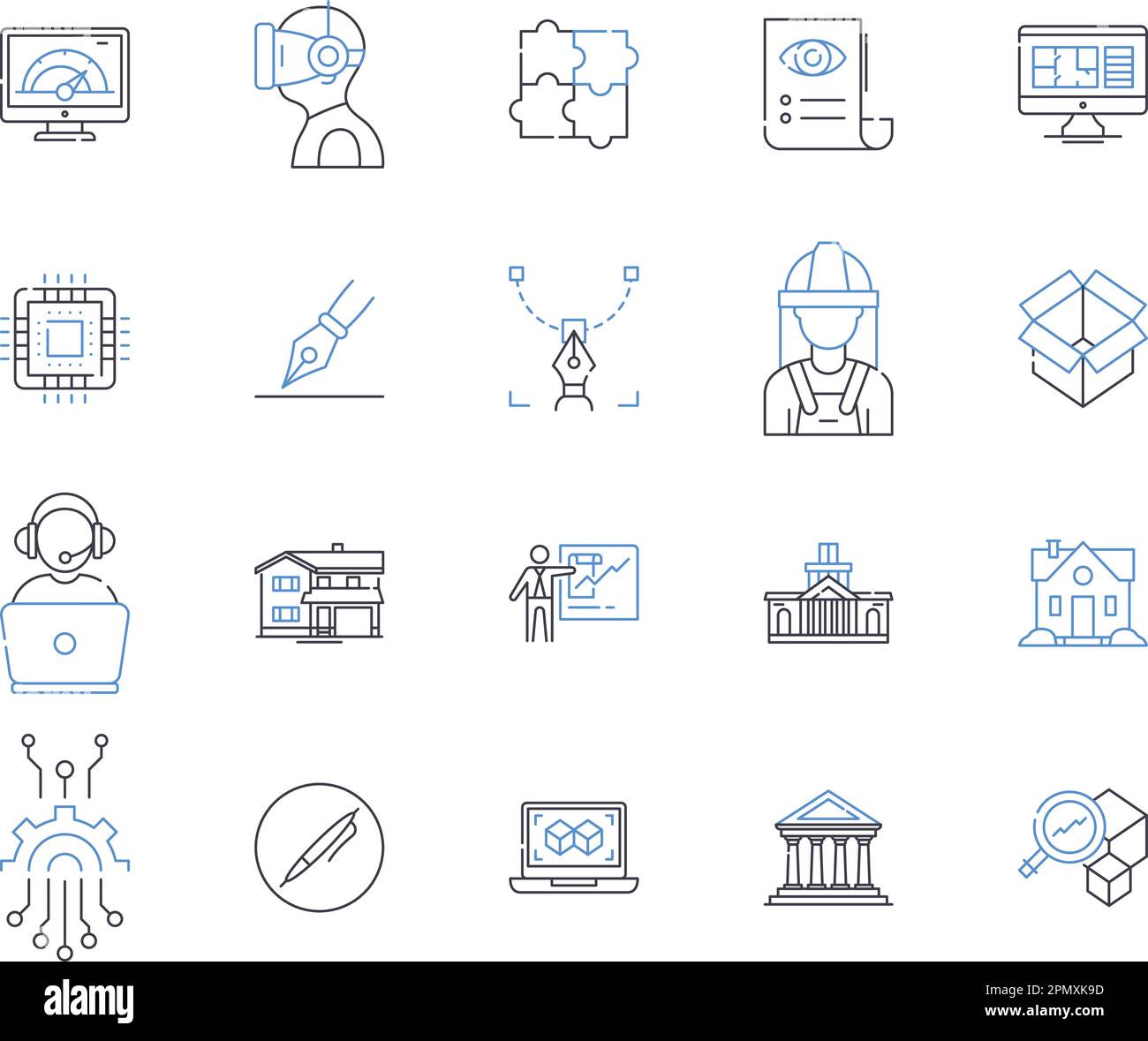 Engineering and design outline icons collection. Engineering, Design, Technical, CAD, Innovate ...