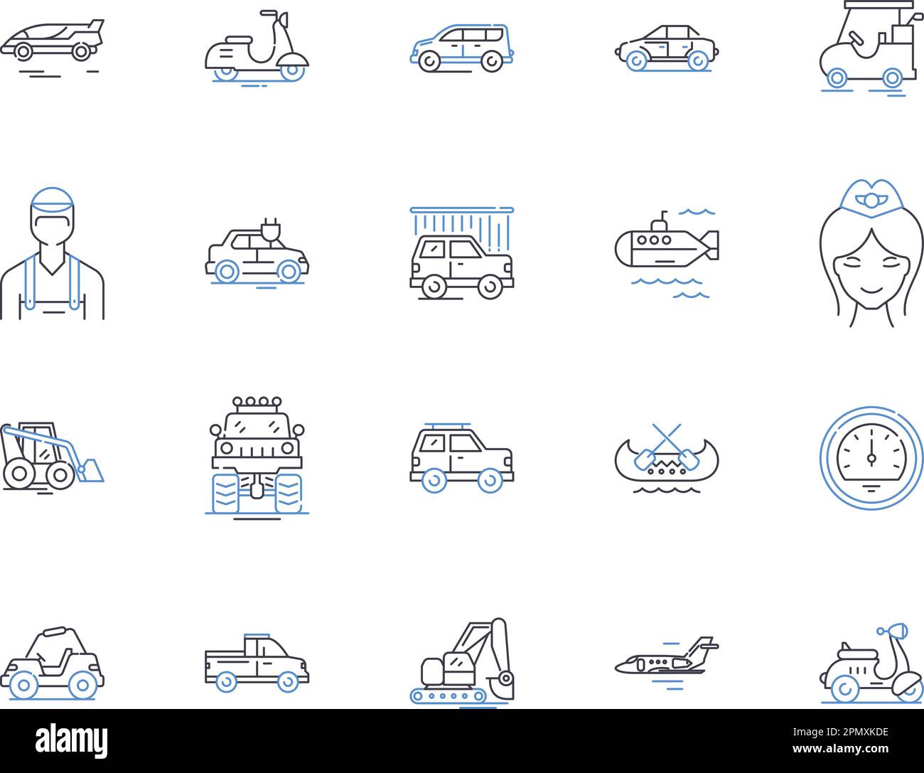 Transport services outline icons collection. Transportation, Shipping ...