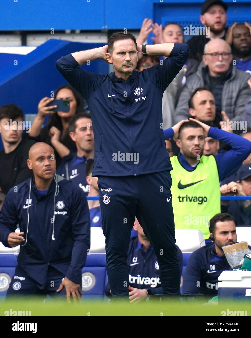 Chelsea manager Frank Lampard reacts during the Premier League match at ...
