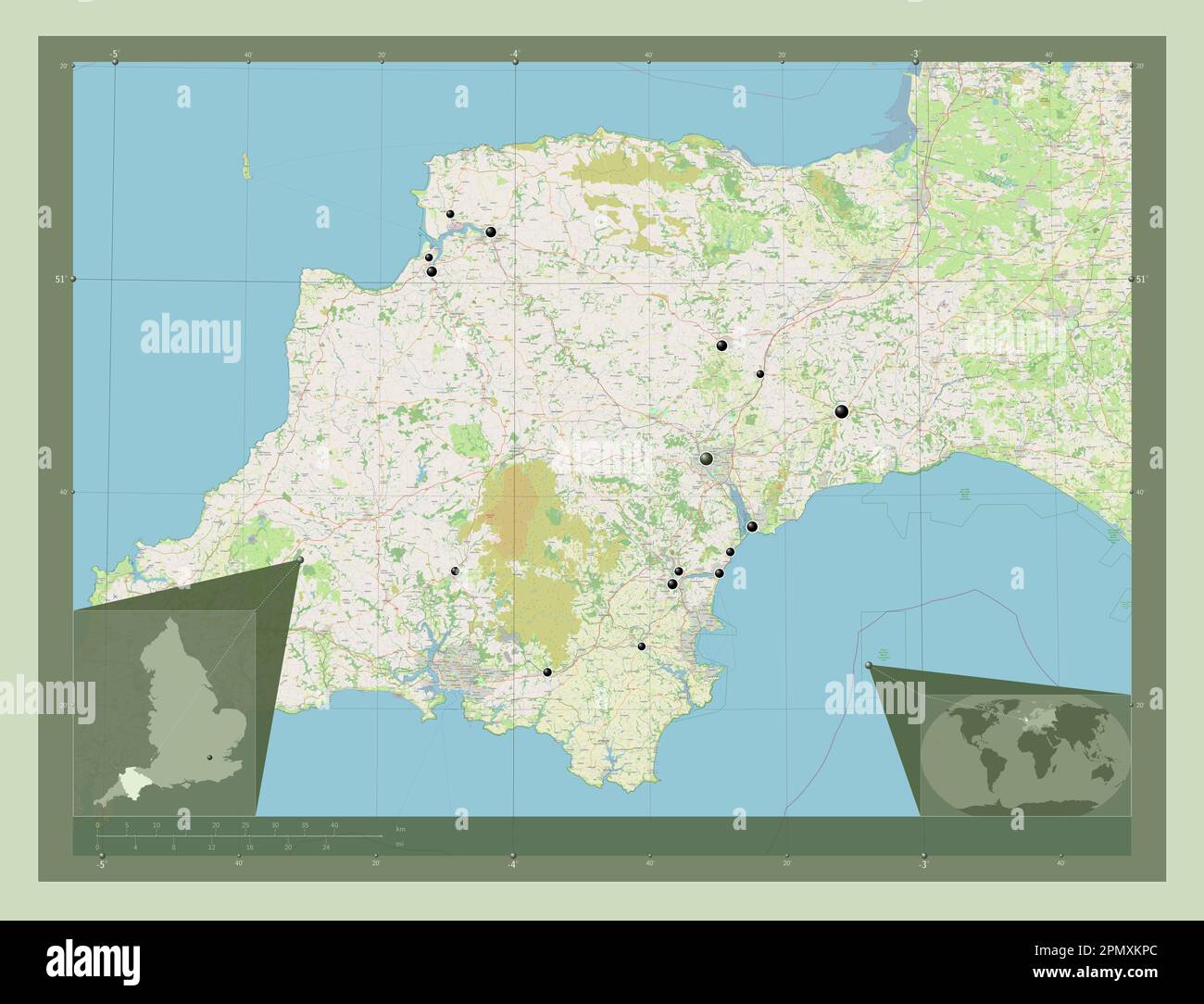 Devon, administrative county of England - Great Britain. Open Street ...