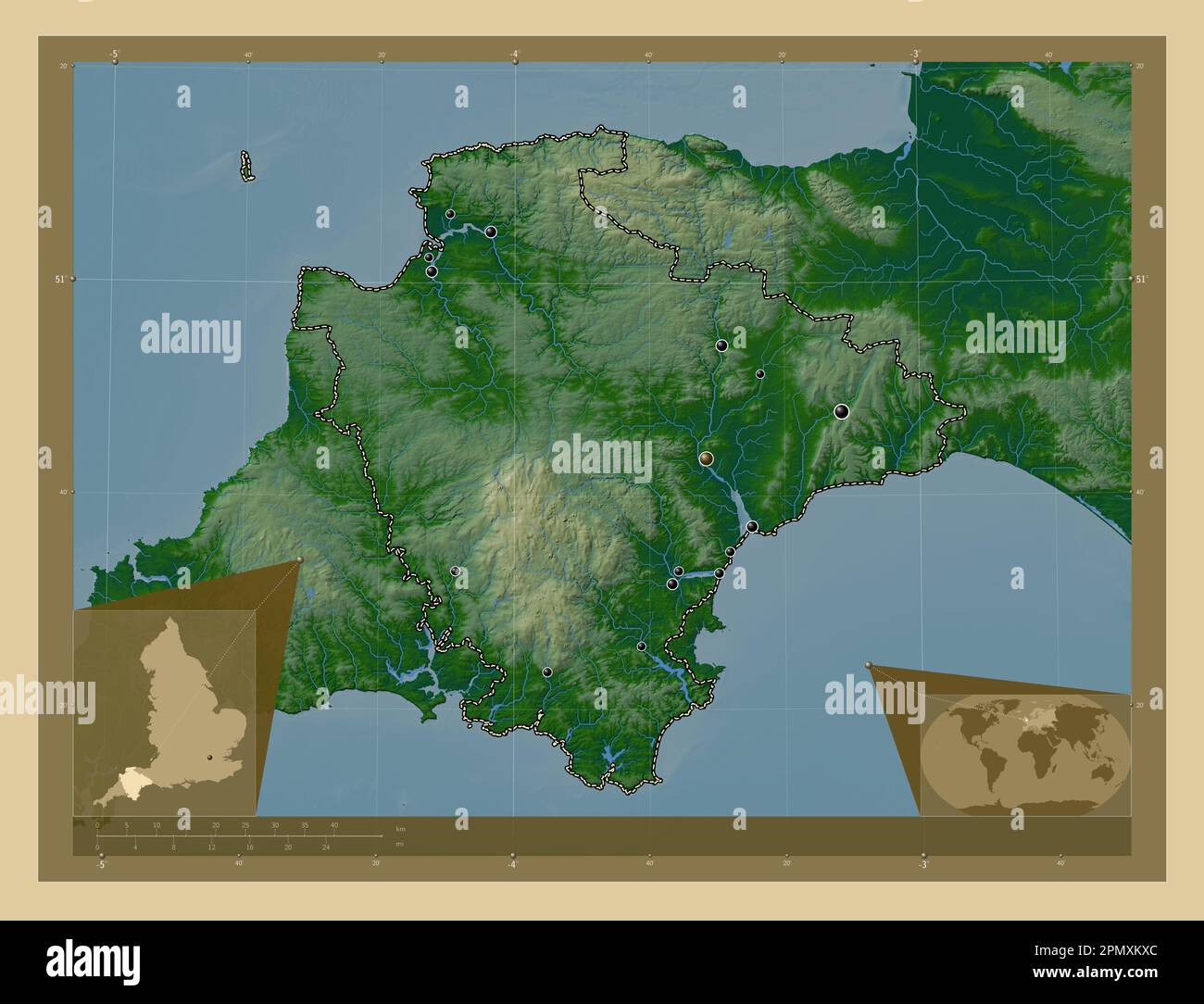 Devon, administrative county of England - Great Britain. Colored ...