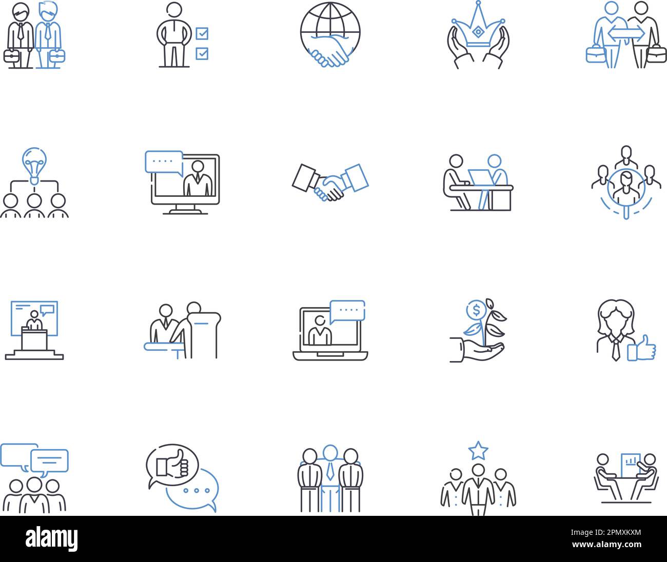 Supporting people outline icons collection. Aid, Assist, Backing, Boost ...