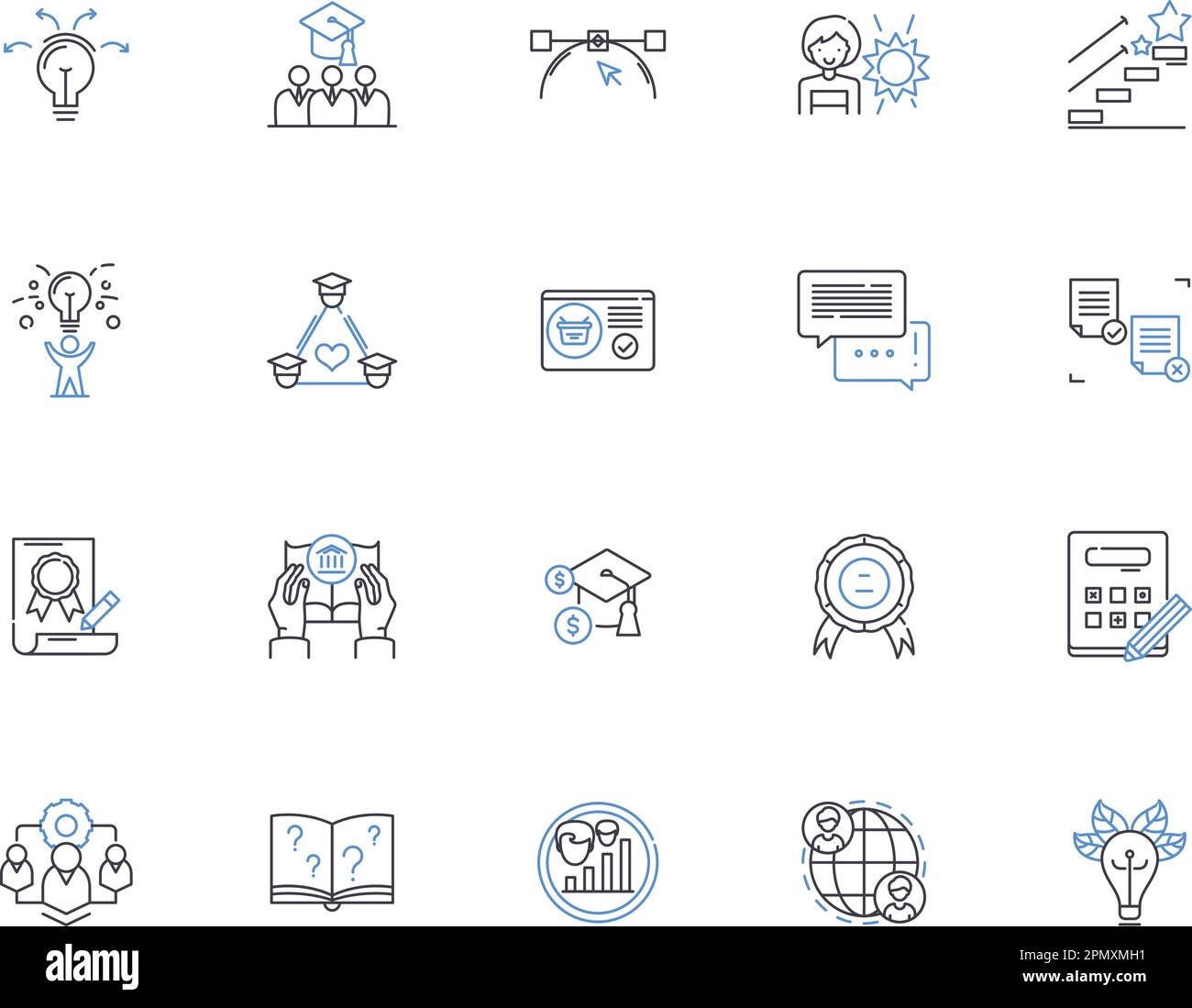 Education outline icons collection. learning, knowledge, enlightenment, instructing, teaching ...